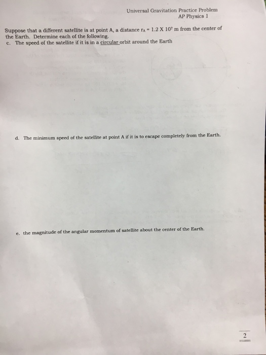 Solved Universal Gravitation Practice Problem Name: Montwood | Chegg.com