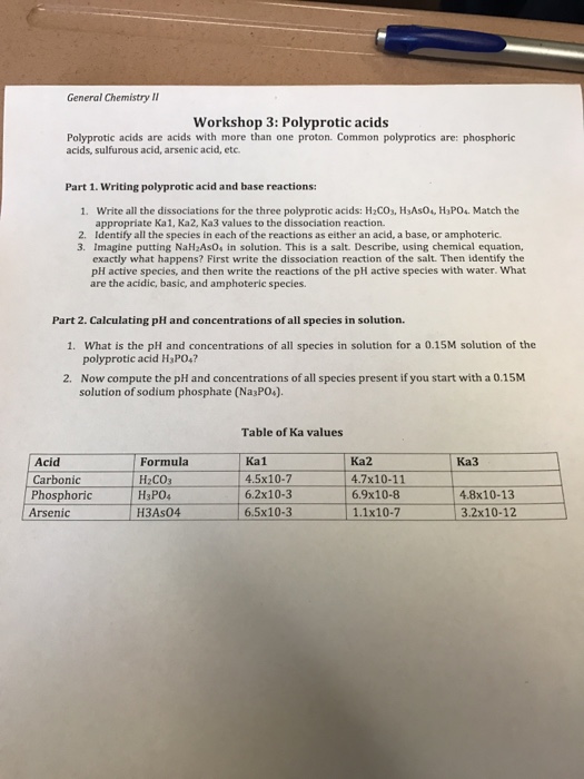 Solved General Chemistry Workshop 3: Polyprotic acids | Chegg.com
