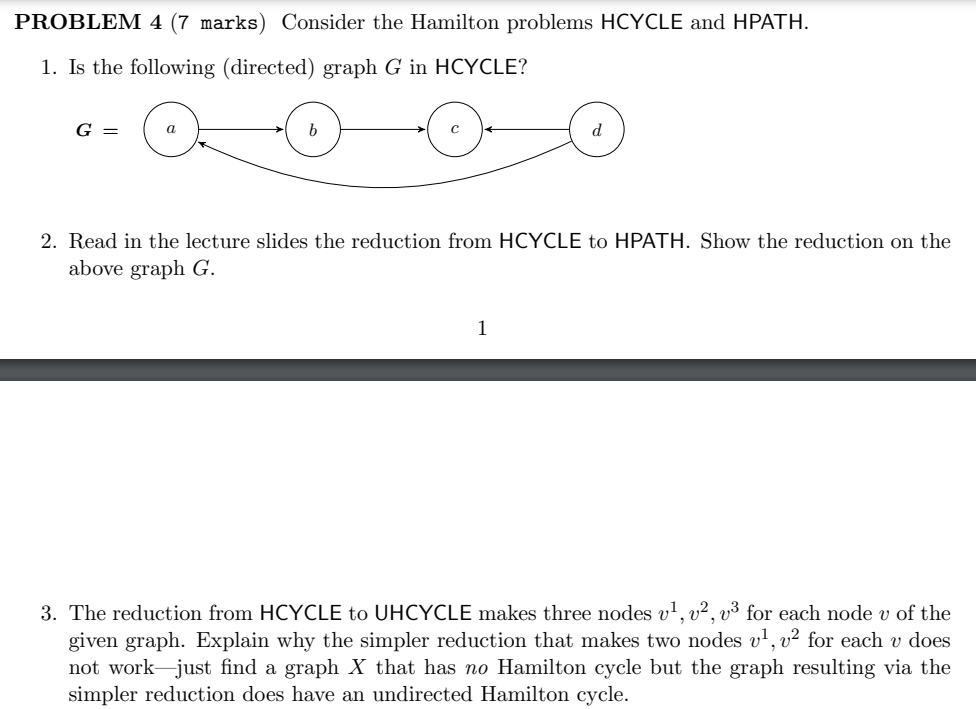 Solved ROBLEM 4 (7 marks) Consider the Hamilton problems | Chegg.com