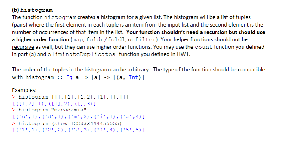 Solved (b) histogram The function histogram creates a | Chegg.com