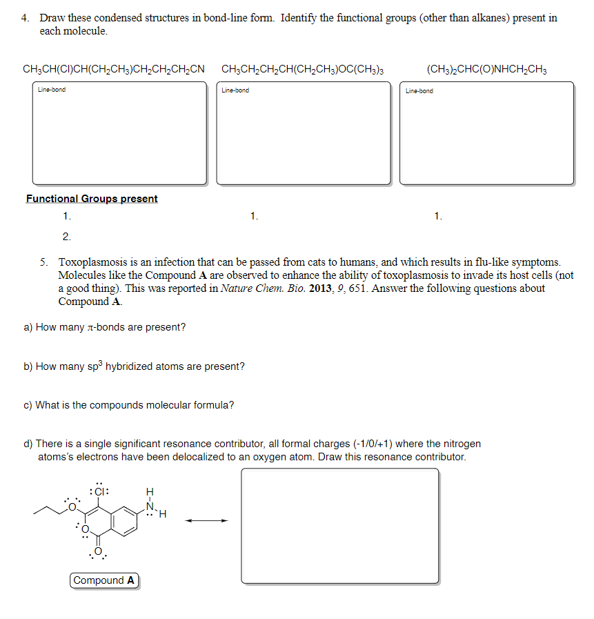 Solved 4. Draw these condensed structures in bond-line form. | Chegg.com
