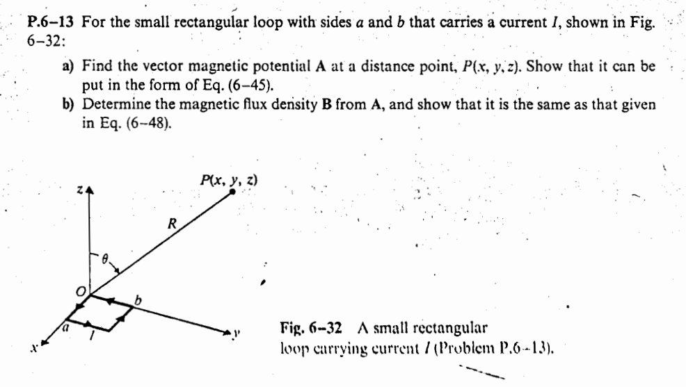 Solved P.6-13 For the small rectangular loop with sides a | Chegg.com