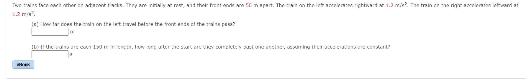 Solved Two trains face each other on adjacent tracks. They | Chegg.com