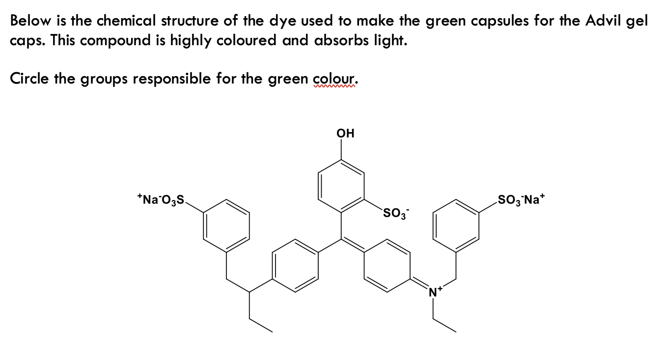 Solved Below is the chemical structure of the dye used to | Chegg.com