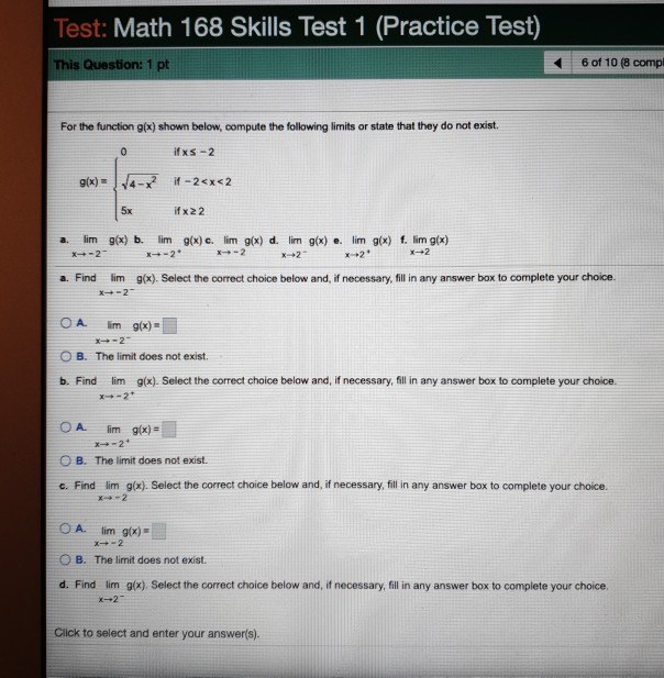 Solved Test: Math 168 Skills Test 1 (Practice Test) This | Chegg.com