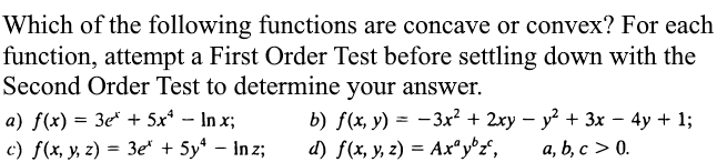 Solved Which of the following functions are concave or | Chegg.com