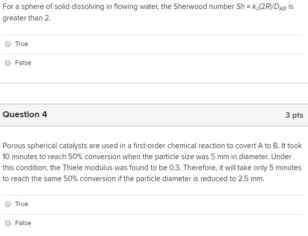 Solved For a sphere of solid dissolving in flowing water, | Chegg.com