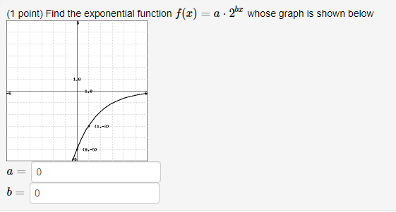 Solved (1 point) Find the exponential function f(x) = a - | Chegg.com