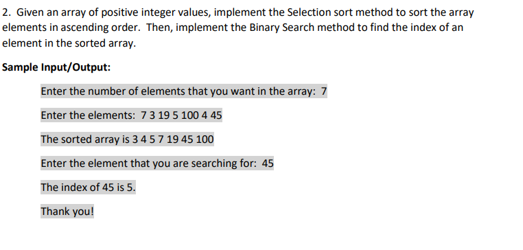 Solved 2. Given an array of positive integer values, | Chegg.com