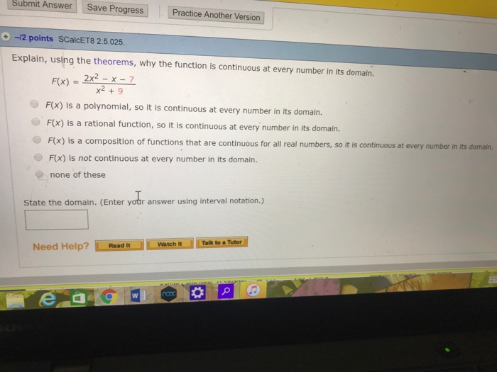 Solved Submit Answer Save Progress Practice Another Version | Chegg.com