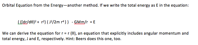 Solved Orbital Equation from the Energy-another method. If | Chegg.com