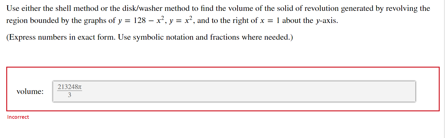 Solved Use either the shell method or the disk/washer method | Chegg.com
