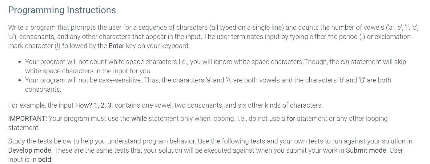 Solved Programming Instructions Write a program that prompts | Chegg.com