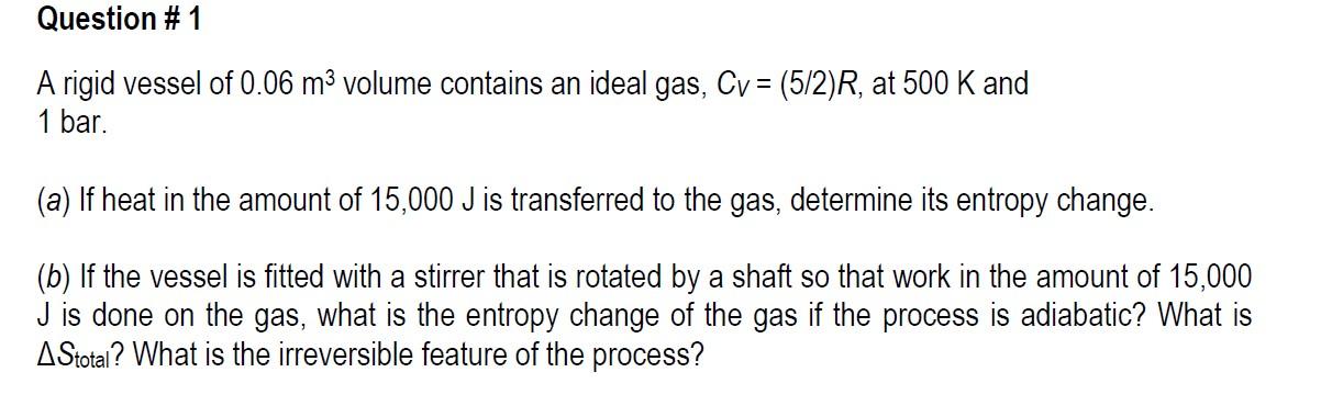 Solved A rigid vessel of 0.06 m3 volume contains an ideal | Chegg.com