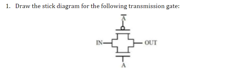 Solved 1. Draw the stick diagram for the following | Chegg.com
