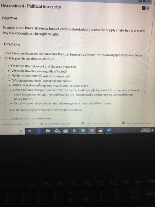 Solved due Mar 29 Discussion 4-Political Insecurity | Chegg.com