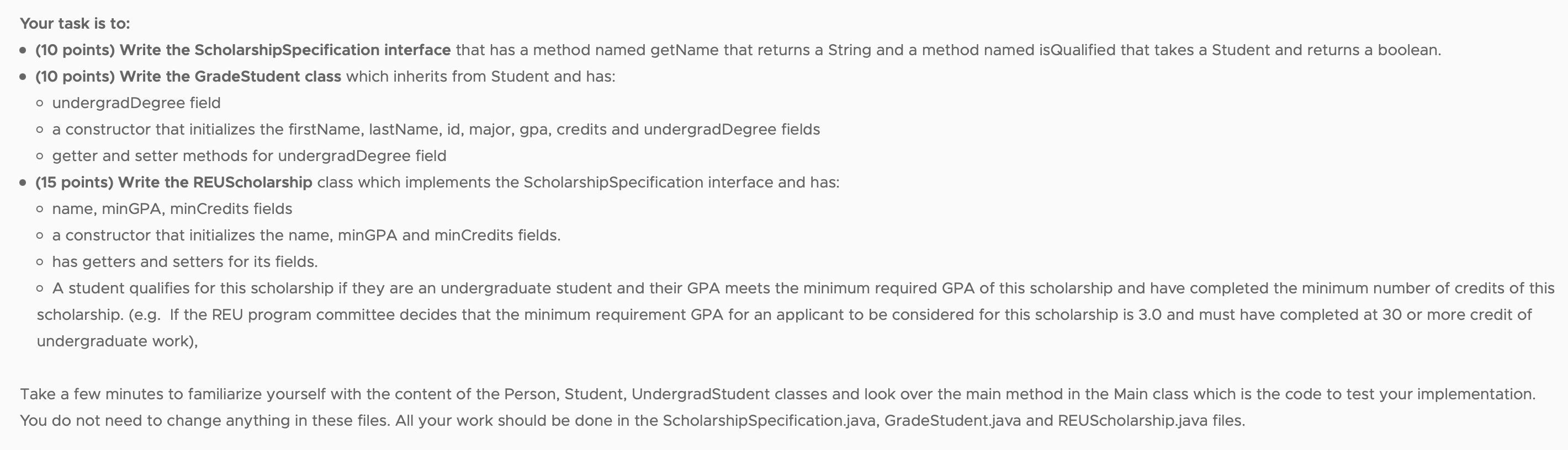 This project includes the following files: • Person • | Chegg.com