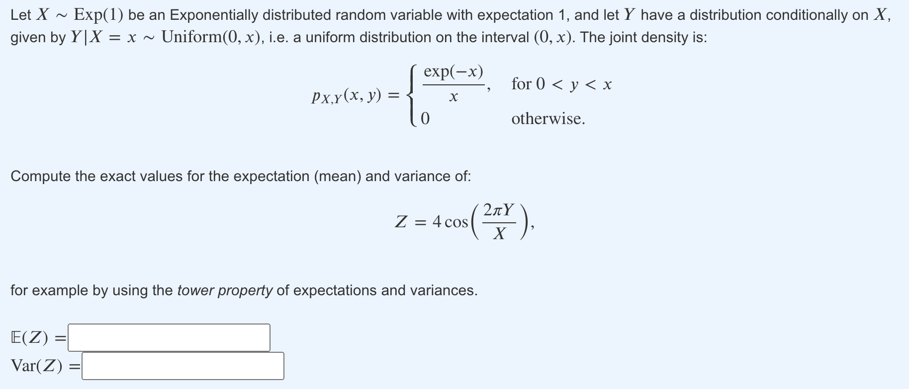 Solved Let X∼Exp(1) be an Exponentially distributed random | Chegg.com