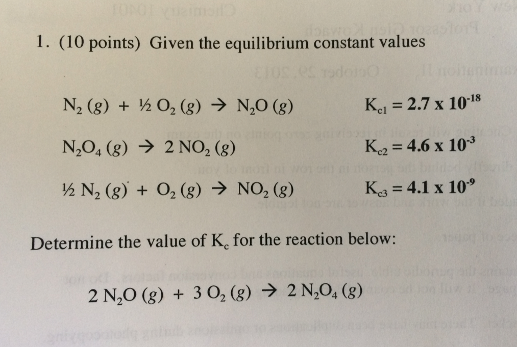 Solved Given the equilibrium constant values. Determine the | Chegg.com