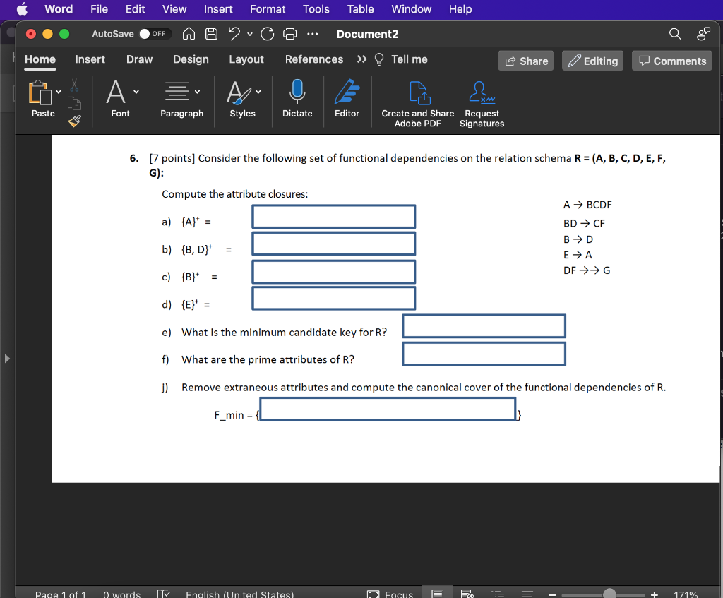 Solved 6. [7 points] Consider the following set of | Chegg.com
