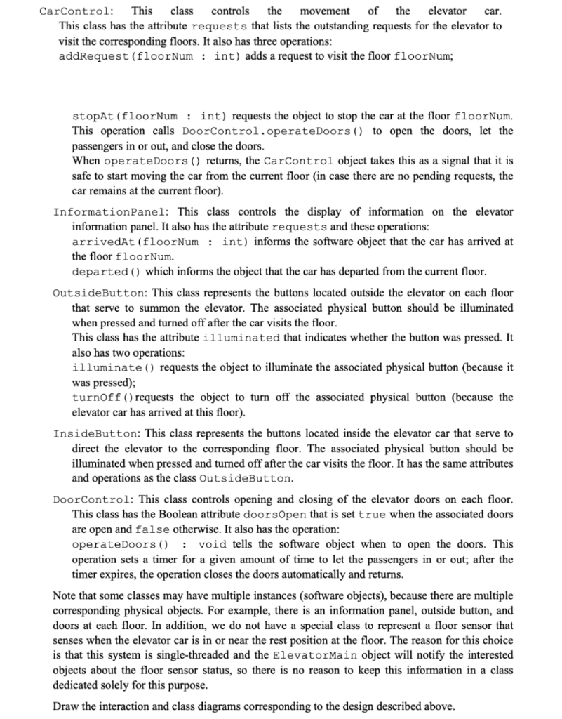 Solved Problem 3.7: Elevator Control Consider developing a | Chegg.com