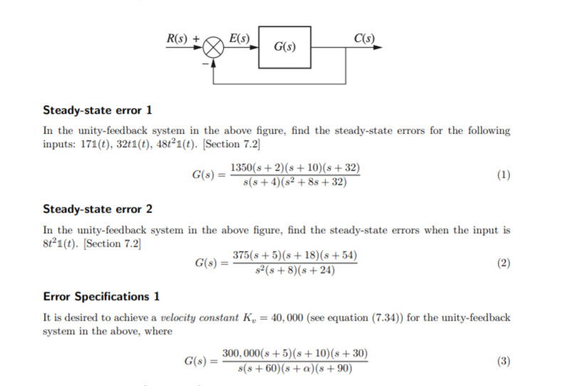 Solved R(s) + E() C(s) G(s) Steady-state error 1 In the | Chegg.com