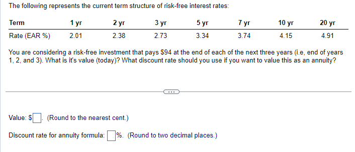 Solved The following represents the current term structure | Chegg.com