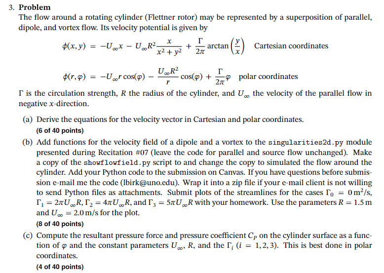 Solved 3. Problem The flow around a rotating cylinder | Chegg.com