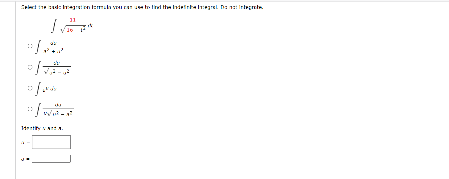Solved Select the basic integration formula you can use to | Chegg.com