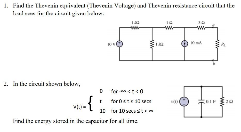 Solved 1. Find the Thevenin equivalent (Thevenin Voltage) | Chegg.com