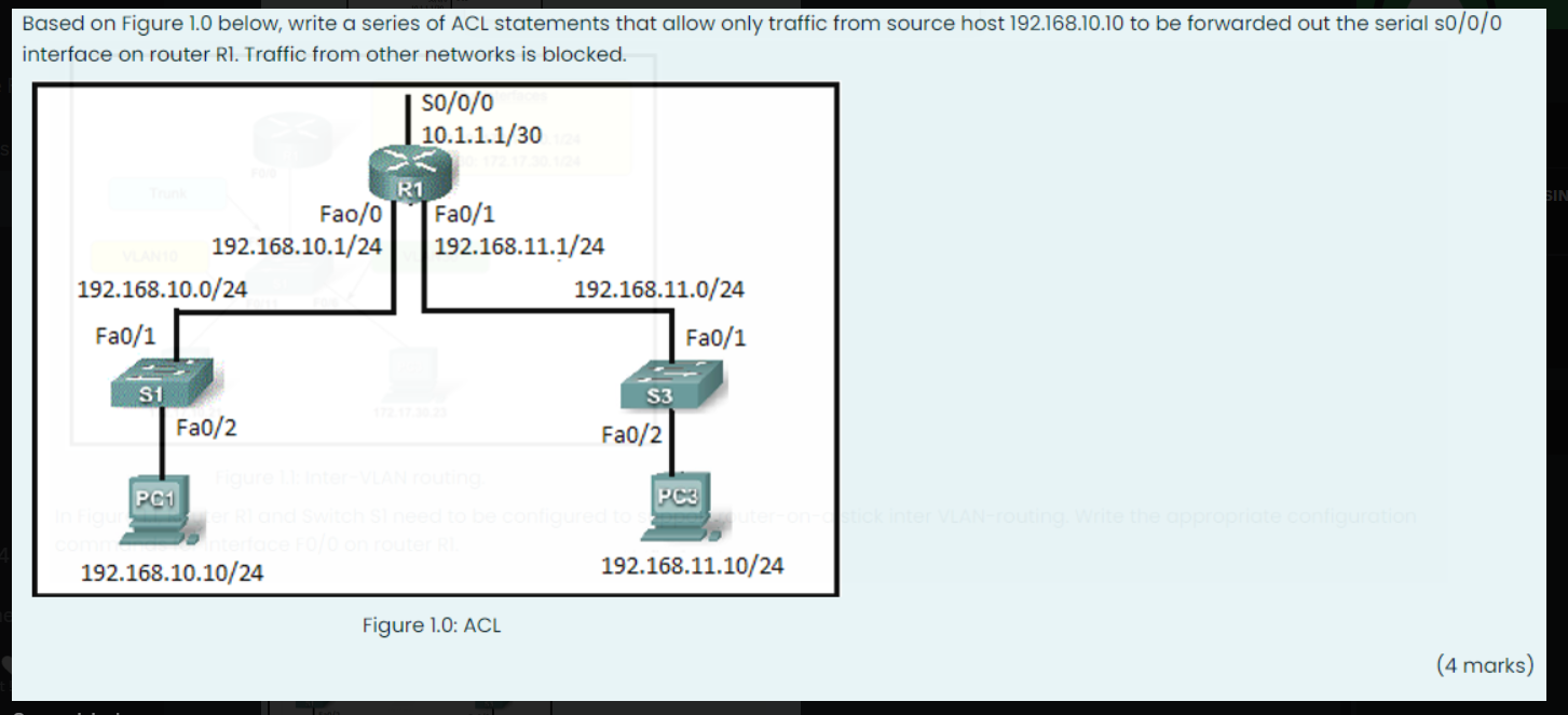Solved Based on Figure 1.0 below, write a series of ACL | Chegg.com