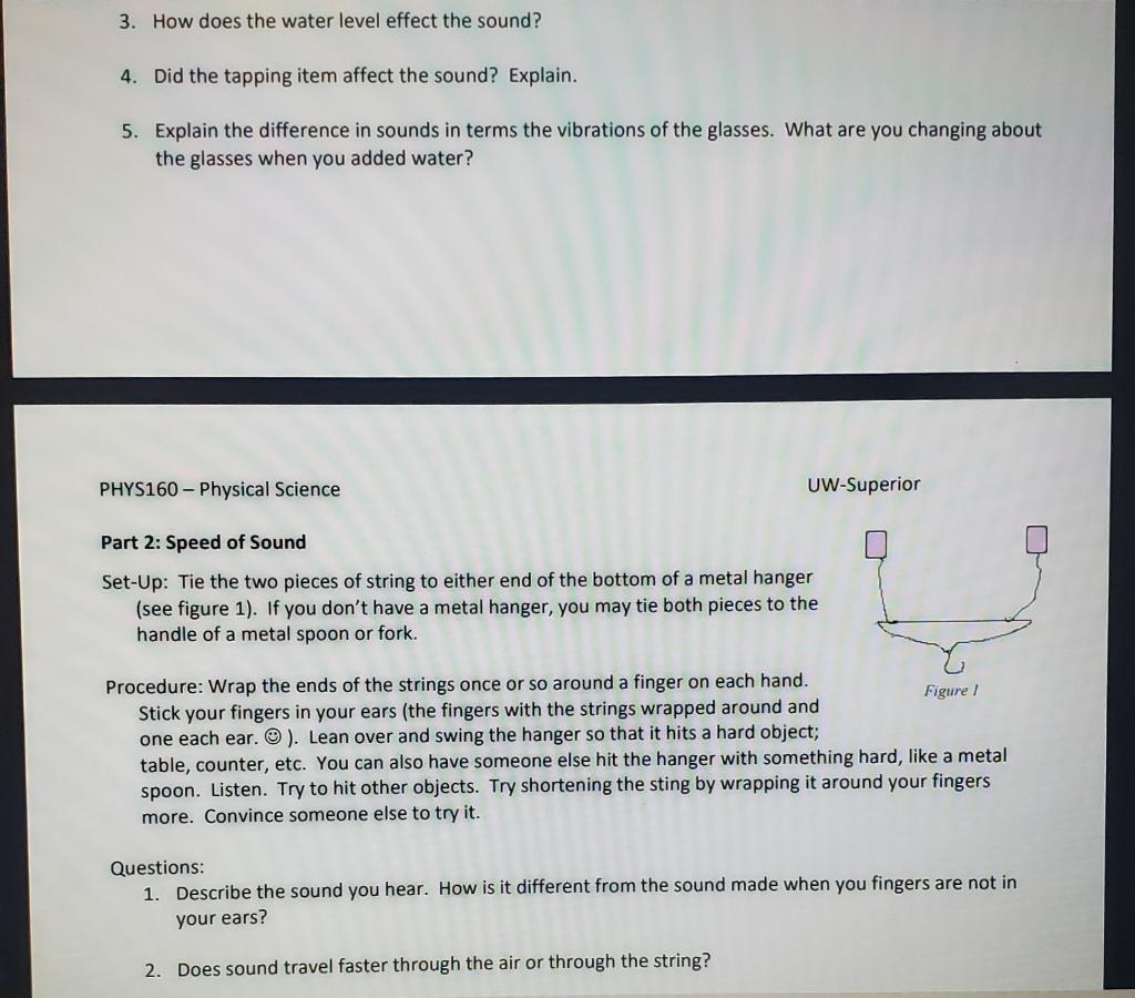 Solved PHYS160 - Physical Science UW-Superior Lab 3 - Sound | Chegg.com