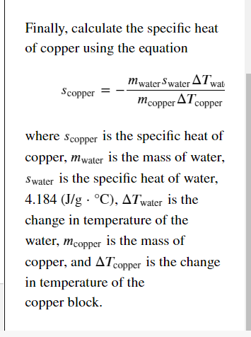 Use the interactive to calculate the specific heat of | Chegg.com