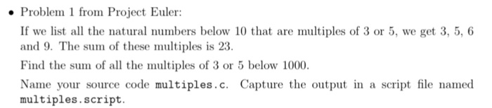 Solved Problem l from Project Euler: If we list all the | Chegg.com