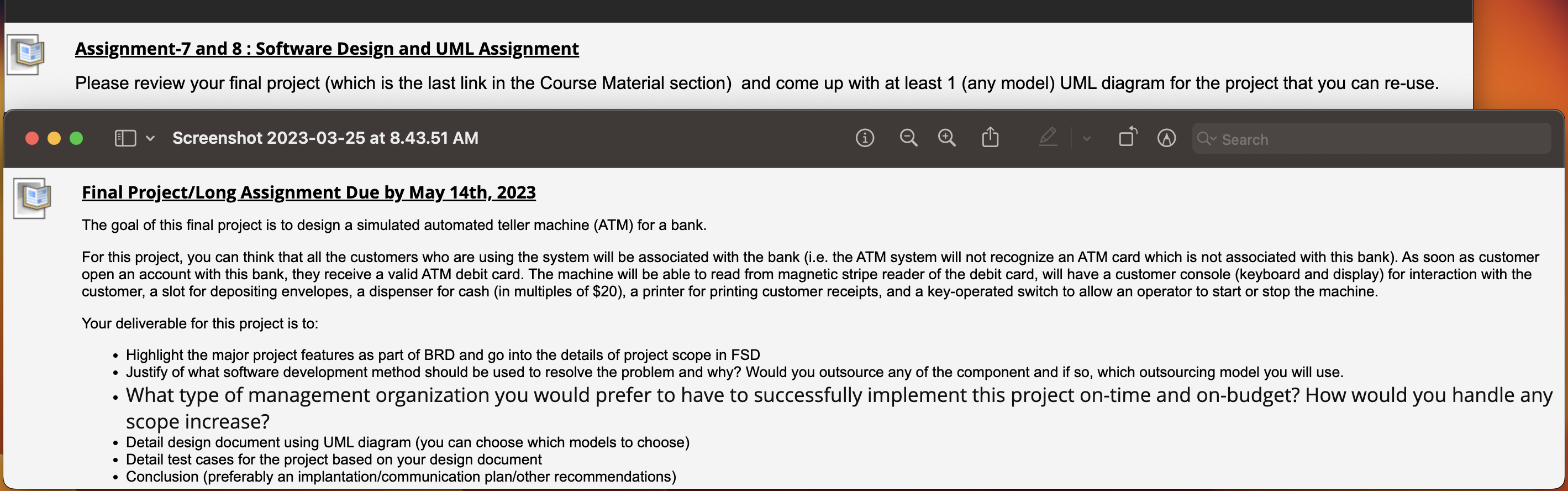 Solved Assignment-7 and 8 : Software Design and UML | Chegg.com