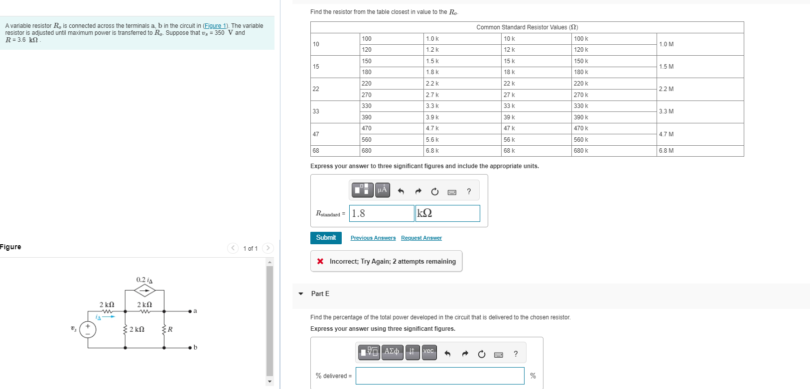 Solved A variable resistor Ro ﻿is connected across the | Chegg.com