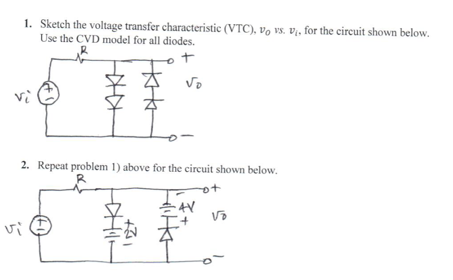 Solved 1. Sketch the voltage transfer characteristic (VTC), | Chegg.com