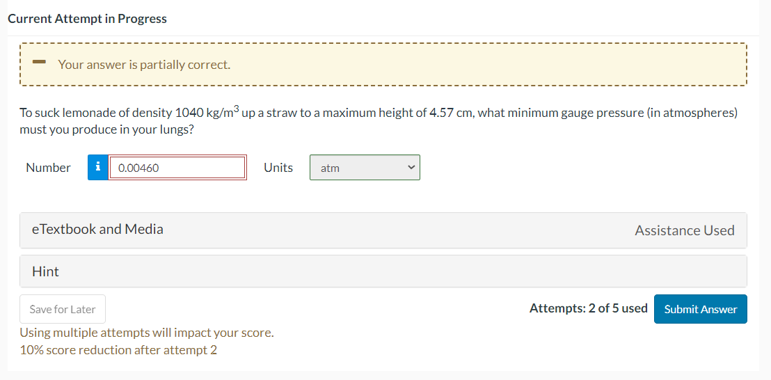 Solved To suck lemonade of density 1040 kg/m3 up a straw to | Chegg.com