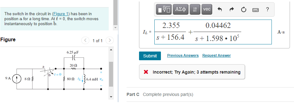 Solved Review Constants Part A The switch in the circuit in | Chegg.com