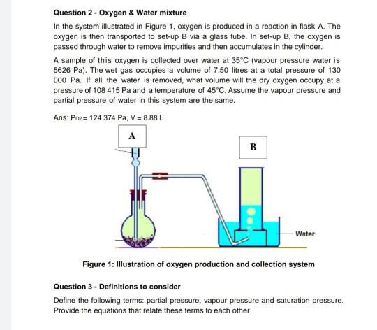 Solved Question 2 - Oxygen & Water mixture In the system | Chegg.com