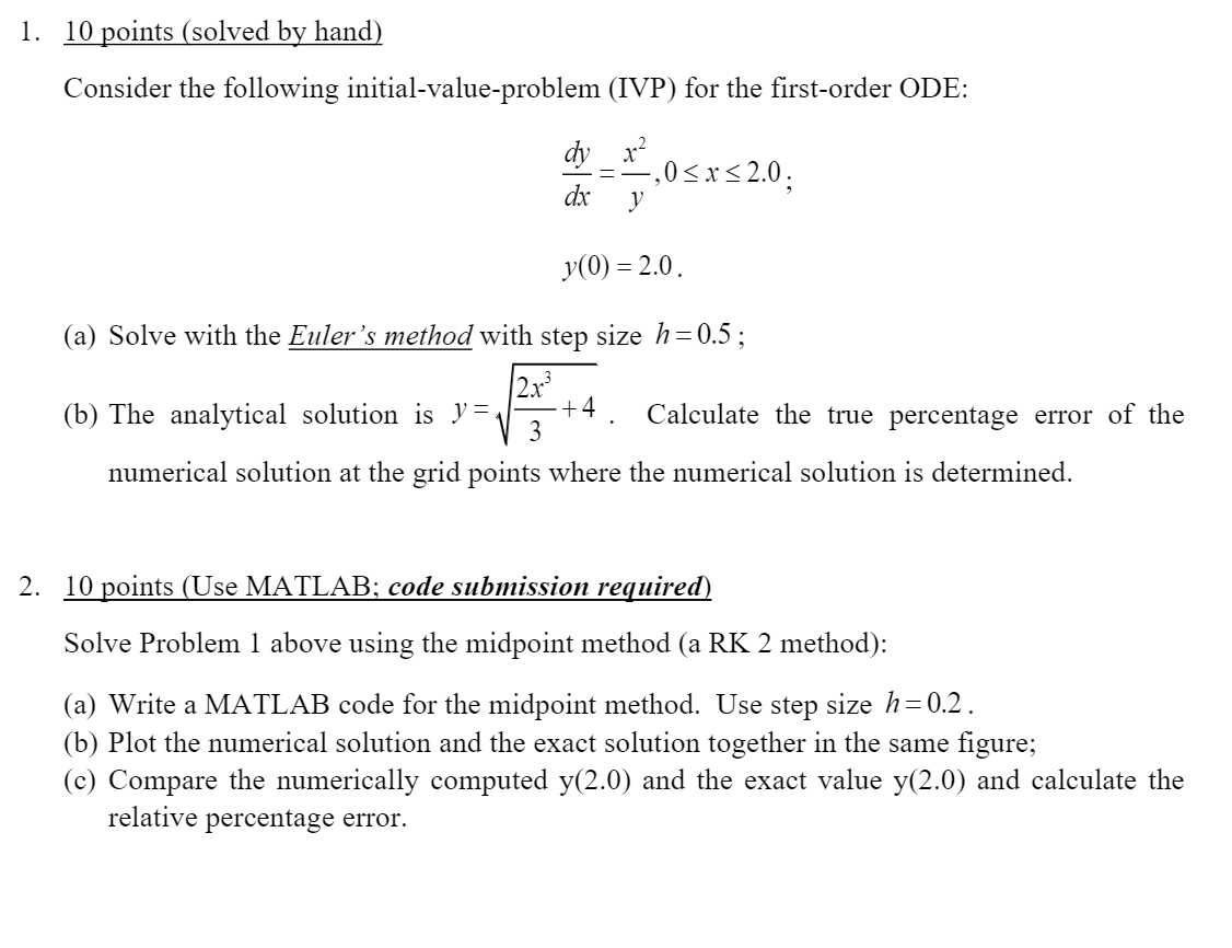 1. 10 points (solved by hand) Consider the following | Chegg.com
