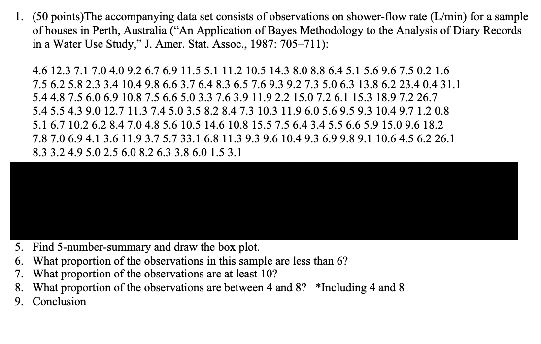 Solved 1. (50 points)The accompanying data set consists of | Chegg.com