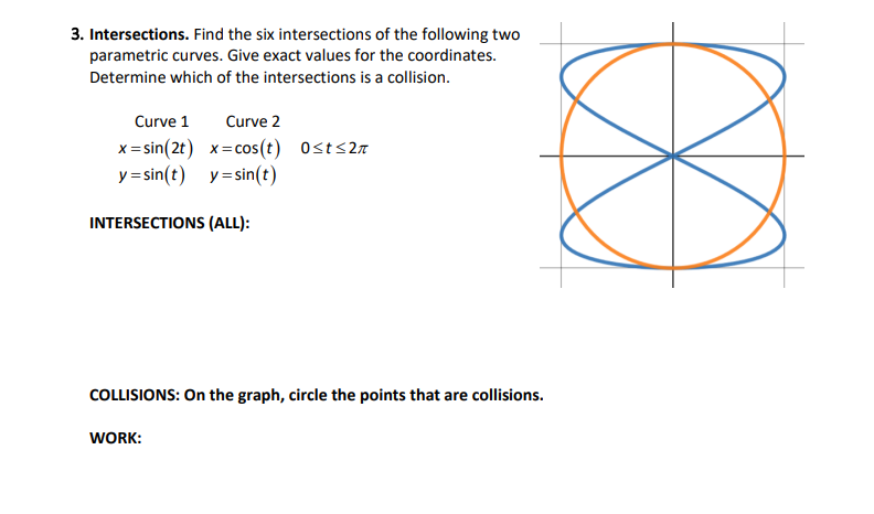 Solved 3. Intersections. Find the six intersections of the | Chegg.com