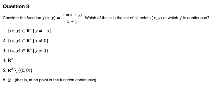 Solved Consider the function f(x,y)=x+ysin(x+y). Which of | Chegg.com