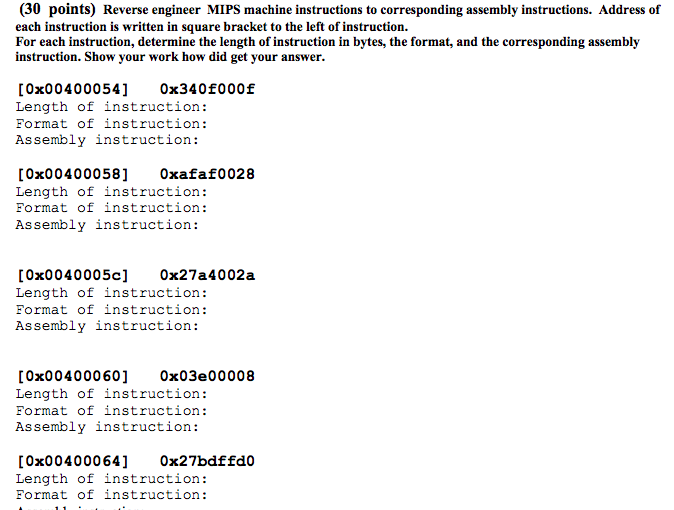 Solved (30 points) Reverse engineer MIPS machine | Chegg.com