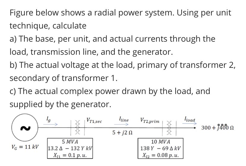 Solved Figure below shows a radial power system. Using per | Chegg.com