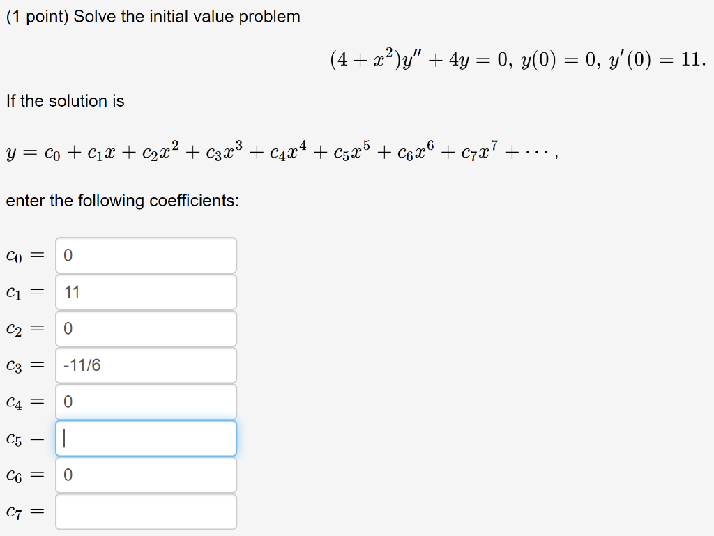 Solved (1 point) Solve the initial value problem | Chegg.com