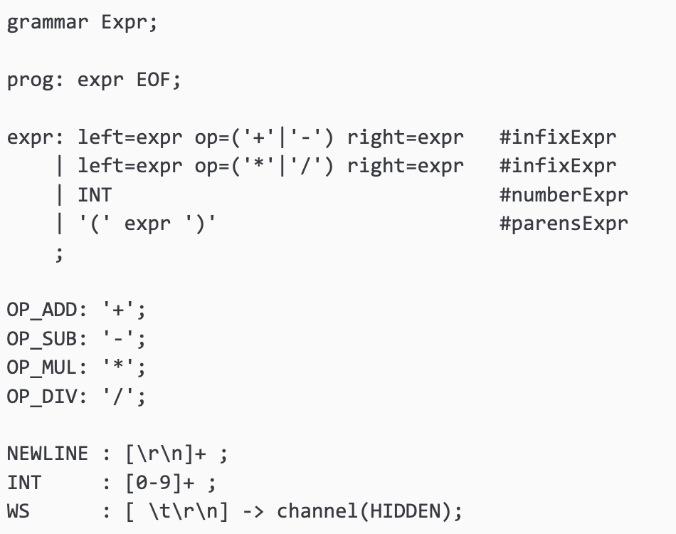 grammar Expr; prog: expr EOF; expr: left=expr | Chegg.com