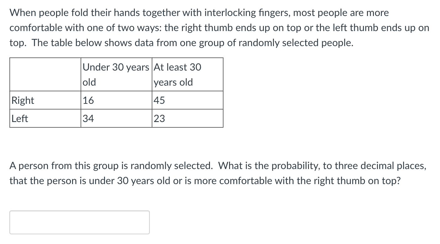 Solved When people fold their hands together with | Chegg.com