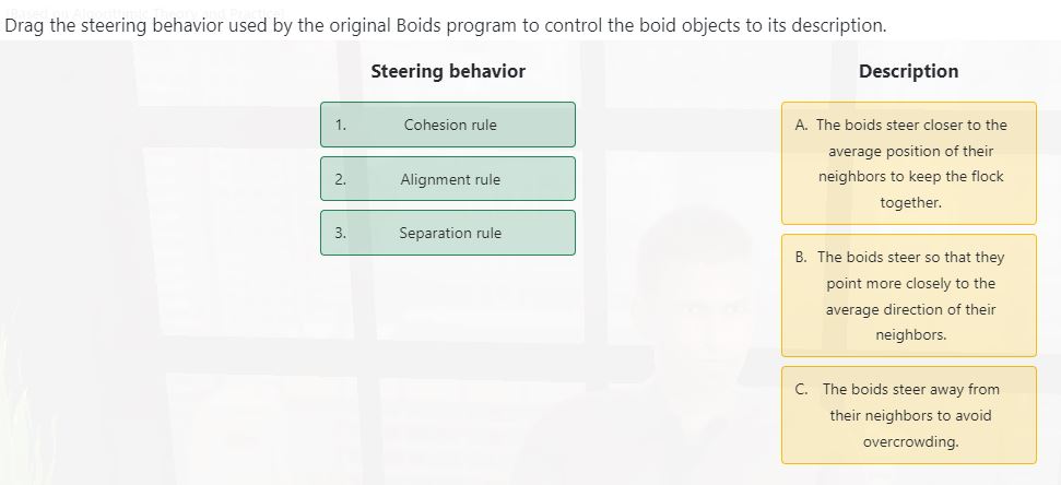 Solved Drag the steering behavior used by the original Boids | Chegg.com